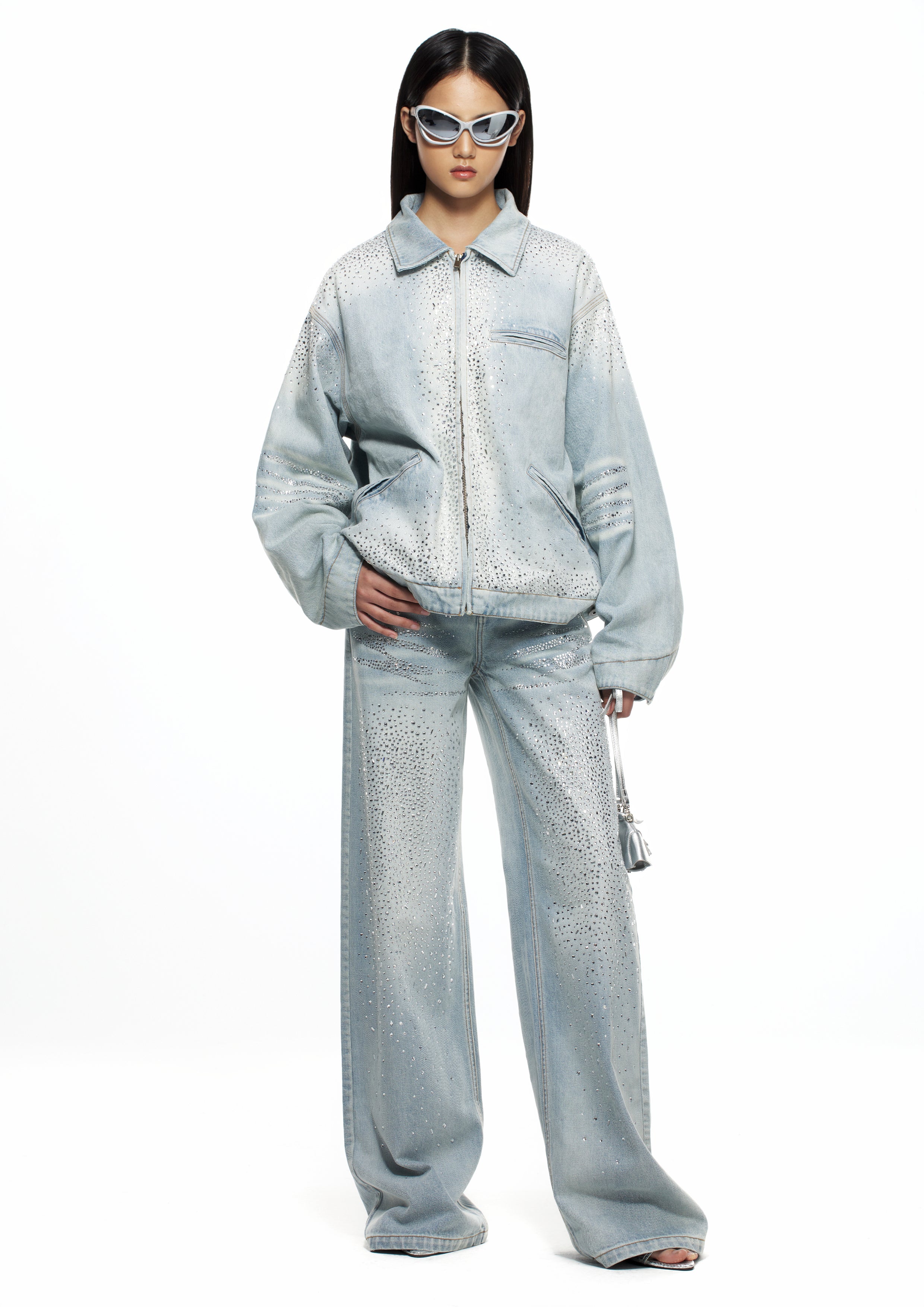 Rhinestone Embellished Blue Denim Jeans – MARRKNULL